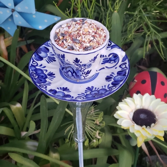Hand Crafted | Accents | Handmade Tea Cup Bird Feeder | Poshmark